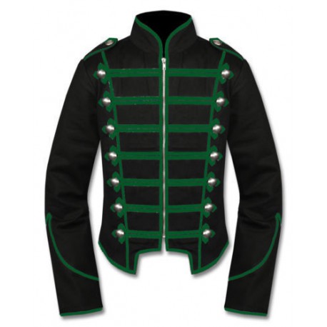 Black Green Military Marching Band Drummer Jacket
